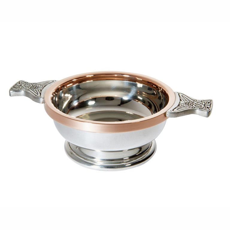 Copper Rim quaich bowl- personlised gift-scottish cup- pewter.co.uk