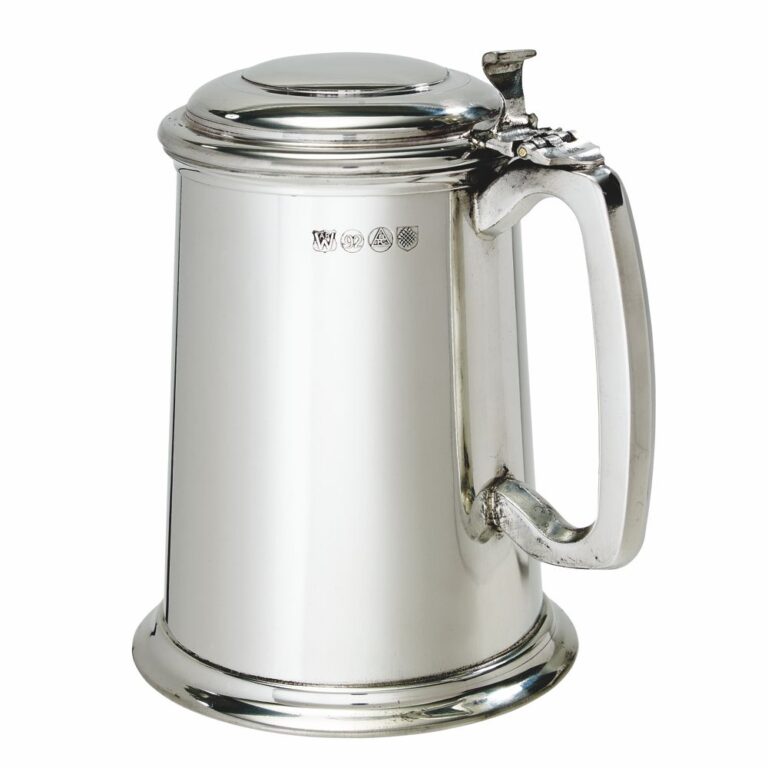 Lidded Pewter Beer Tankard - Personalised Engraving - Pewter.co.uk