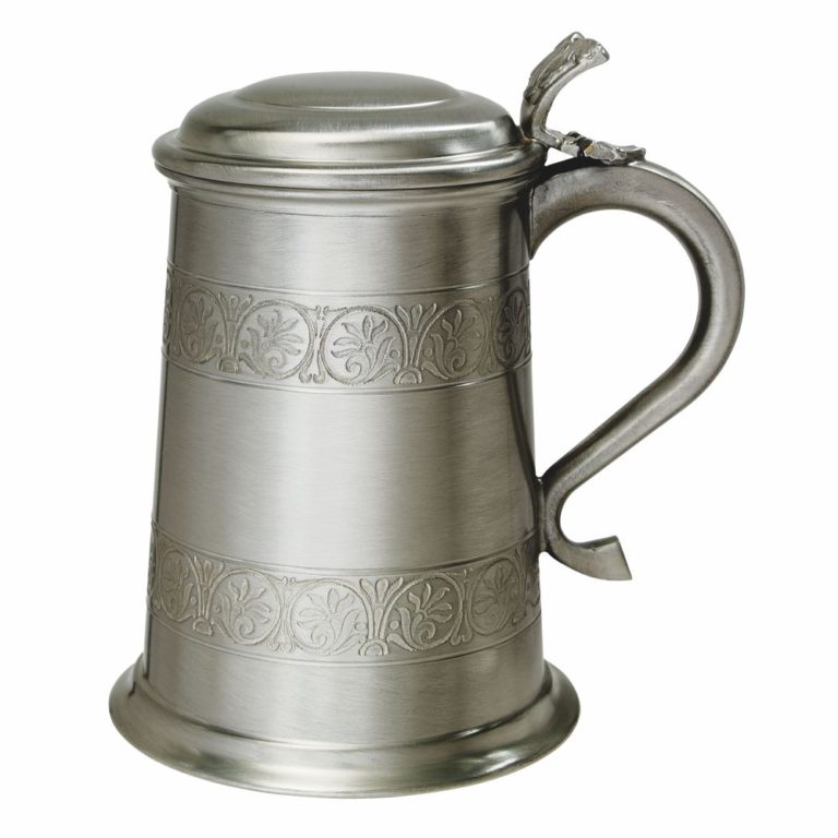 Medieval Pewter Tankard - Lidded- Personalised Engraving - Pewter.co.uk